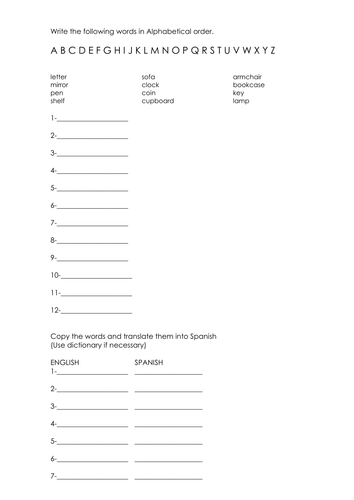 8 Packs of Basic Vocabulary English Spanish Worksheets (Scaffoled ...