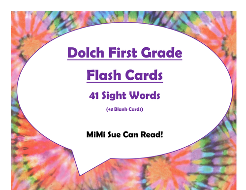 Dolch First Grade Sight Word Flash Cards (Tie Dye with Purple Lettering ...