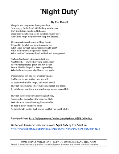 War Poems | Teaching Resources