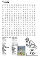 Tennis Word Search | Teaching Resources