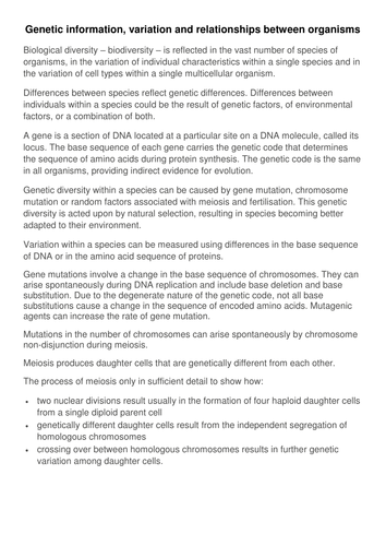 A Level Biology Types of Variation Lesson & Activities | Teaching Resources