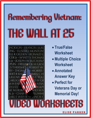 Remembering Vietnam -- Vietnam Memorial Video Worksheets -- Perfect for ...