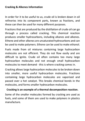 KS4 AQA GCSE Chemistry (Science) Cracking Hydrocarbons Lesson ...