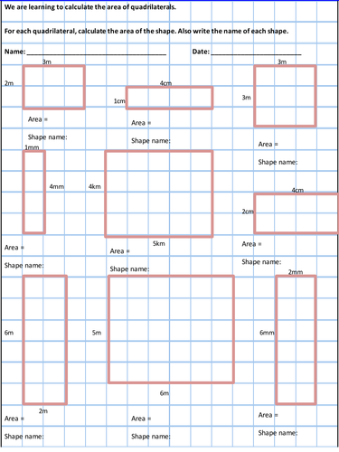 Area Work Sheets - All the area work sheets you will need for Y4/Y5 by ...