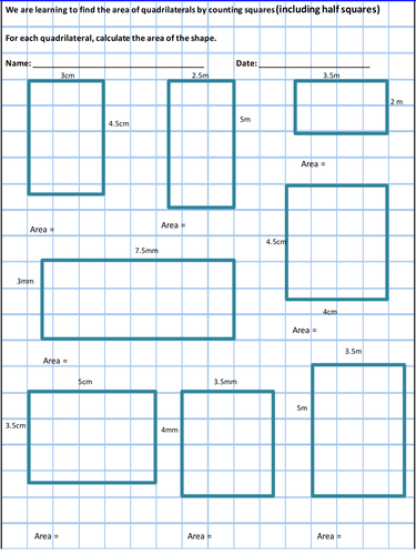 Area Work Sheets - All the area work sheets you will need for Y4/Y5 by ...