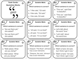 Quotation Marks Task Cards | Teaching Resources