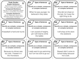 Simple, Compound, and Complex Sentences Task Cards | Teaching Resources