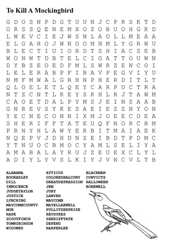 To Kill A Mockingbird Word Search by sfy773 - Teaching Resources - TES
