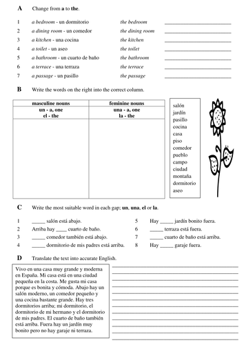 ¿Cómo es tu casa? What and where are the rooms? Upstairs, downstairs ...