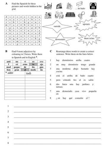 ¿Cómo es tu casa? What and where are the rooms? Upstairs, downstairs ...