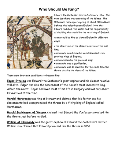 1066: The year of three kings, two battles and a conquest | Teaching ...