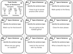 Types of Sentences Task Cards | Teaching Resources