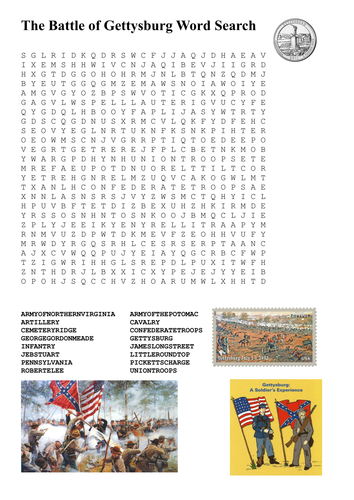 The Battle of Gettysburg Word Search | Teaching Resources