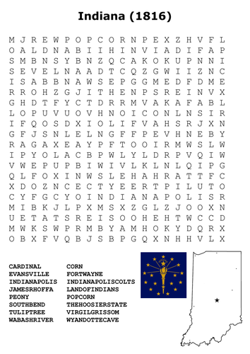 Indiana State Word Search by sfy773 - Teaching Resources - TES