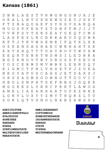 Kansas State Word Search by sfy773 - Teaching Resources - TES