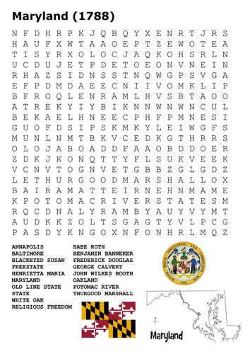 Maryland State Word Search by sfy773 - Teaching Resources - TES