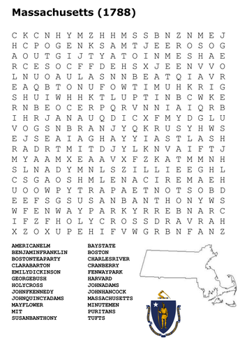 Massachusetts State Word Search by sfy773 - Teaching Resources - TES