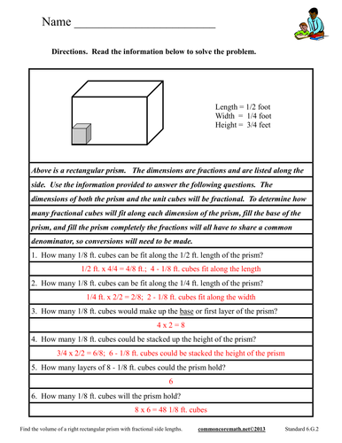 Find Volume of Prisms with Fractional Edge Lengths - 6.2.G | Teaching ...