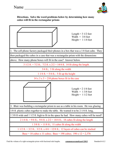 Find Volume of Prisms with Fractional Edge Lengths - 6.2.G | Teaching ...