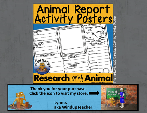 Animal Research Poster Activity Project for 2nd, 3rd and 4th Grades ...