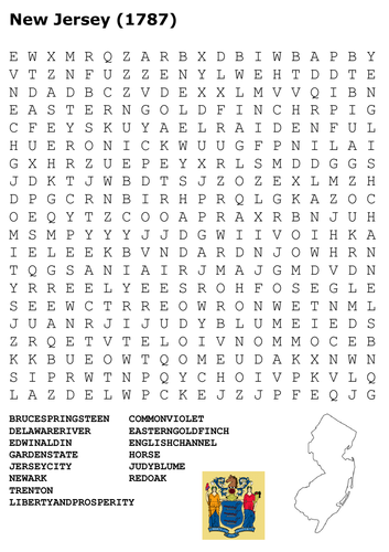 New Jersey State Word Search | Teaching Resources