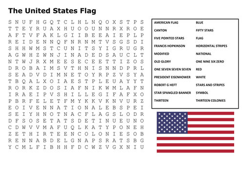 The United States Flag Word Search | Teaching Resources