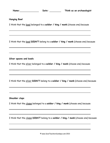 Sutton Hoo KS2 Lesson Plan, Activity and Worksheets | Teaching Resources