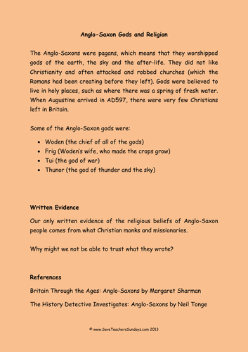 Anglo-Saxon Religion KS2 Lesson | Teaching Resources