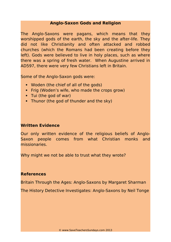Anglo-Saxon Religion KS2 Lesson | Teaching Resources
