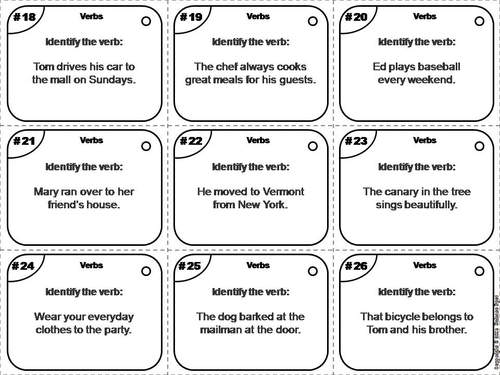 Verbs Task Cards | Teaching Resources