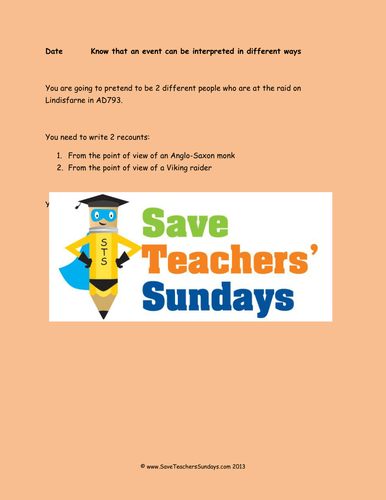 Viking Raid on Lindisfarne KS2 Lesson Plan and Worksheet | Teaching ...