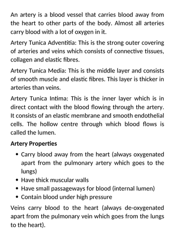 A Level Biology Blood Vessels Lesson & Activity | Teaching Resources