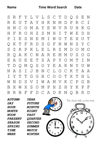 Time Word Search | Teaching Resources