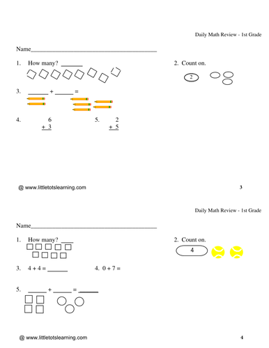 1st Grade Math Warm Ups/Morning Work | Teaching Resources