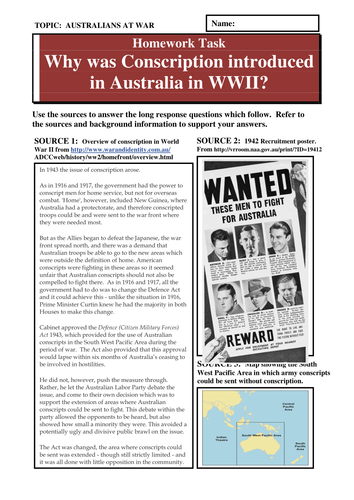 Why was conscription introduced in Australia in World War II ...