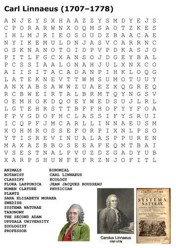 Carl Linnaeus Word Search | Teaching Resources