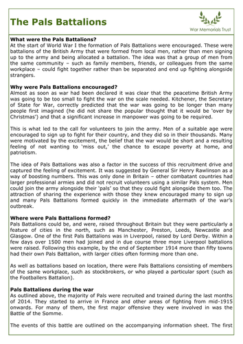 Pals Battalions and the Battle of the Somme | Teaching Resources