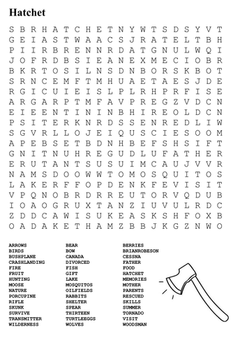 Hatchet Word Search by sfy773 - Teaching Resources - TES