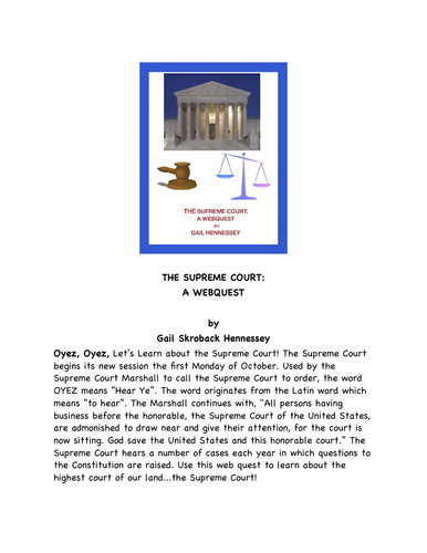 Supreme Court(A Webquest) | Teaching Resources