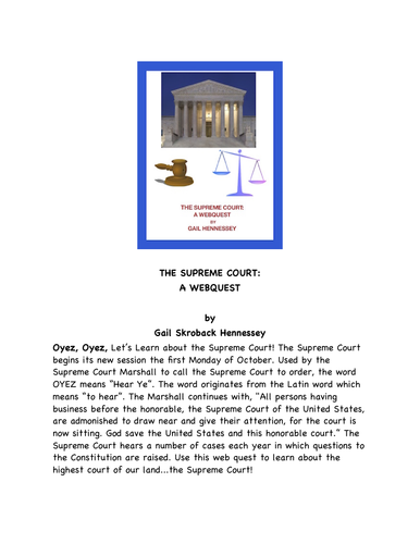 Supreme Court(A Webquest) | Teaching Resources