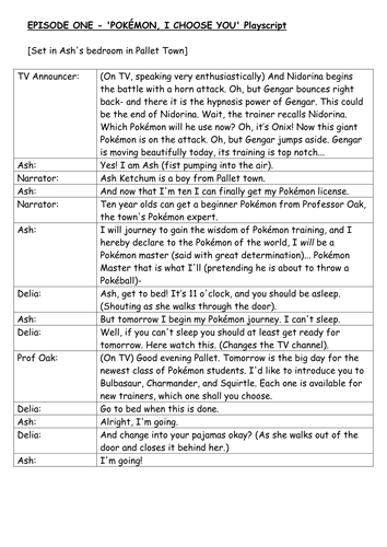 POKEMON FILM AND PLAYSCRIPTS 3 WEEK PLANS AND RESOURCES | Teaching ...