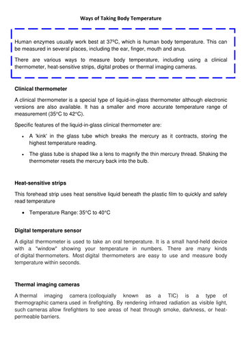 AQA GCSE Biology The Effect of Wind on Sweating Practical Lesson ...