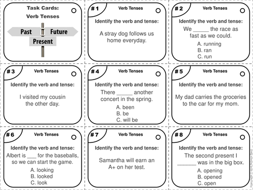 Verb Tenses Task Cards | Teaching Resources
