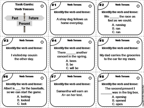 Verb Tenses Task Cards | Teaching Resources