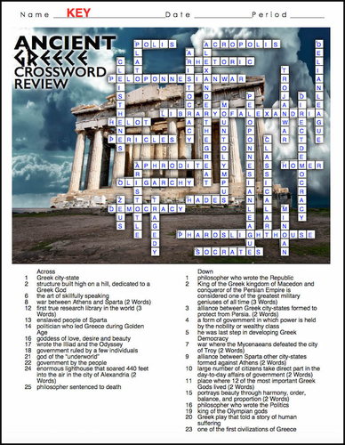 Ancient Greece Crossword Puzzle Review | Teaching Resources