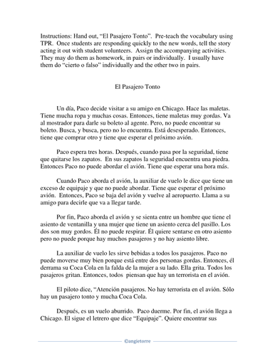 Spanish Travel TPR Story Present and Preterite | Teaching Resources