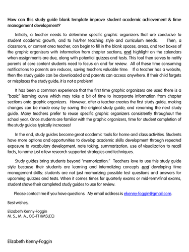 Template for Study Guides | Teaching Resources