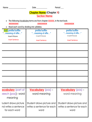 Template for Study Guides | Teaching Resources