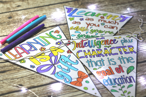 Classroom Decor Pennants: Growth Mindset Positive Quotes Colouring ...