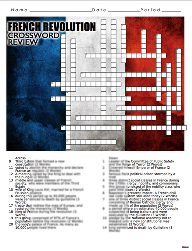 French Revolution Crossword Puzzle Review | Teaching Resources